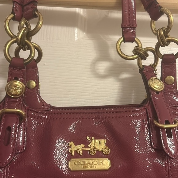 Coach | Bags | Shiny Purple Madison Coach Raspberry Handbag | Poshmark